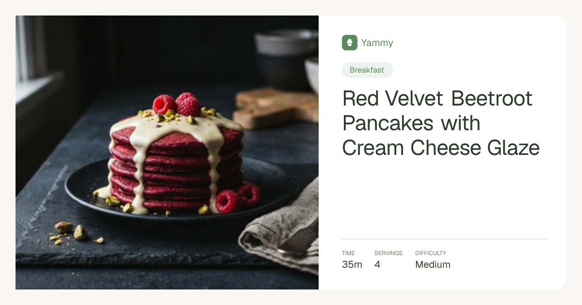 Red Velvet Beetroot Pancakes with Cream Cheese Glaze | Yammy
